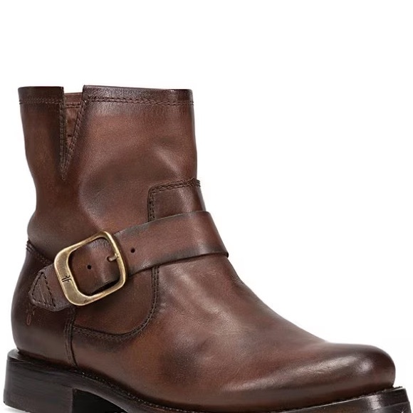 Frye | Shoes | Frye Veronica Brown Leather Motorcycle Boots Size 8 ...